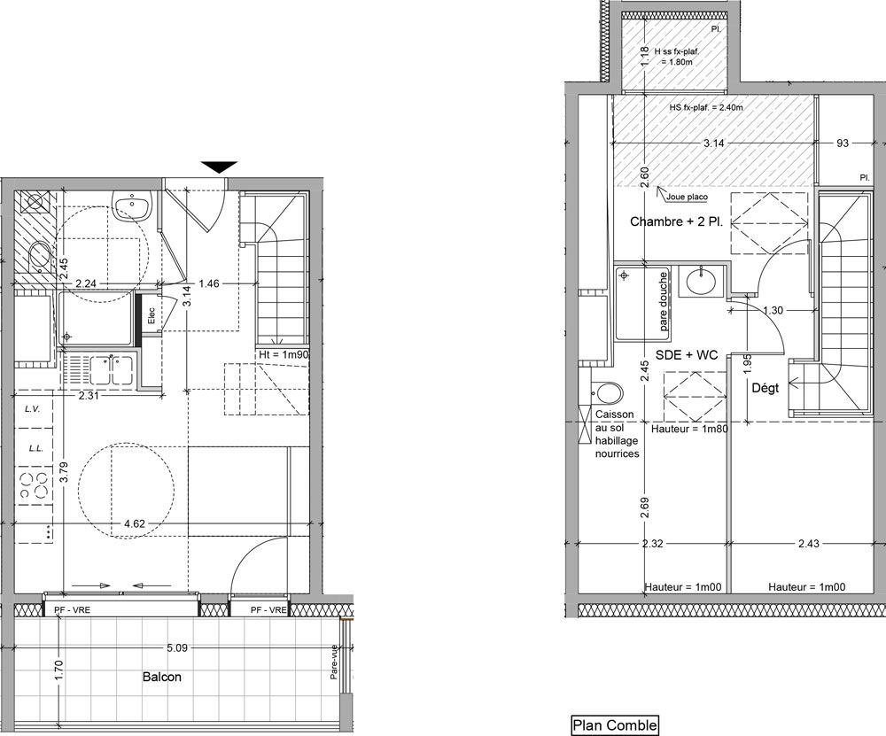 Plan Appartement T2 De 44 35 M² Neuf Résidence « In Time à Ségny