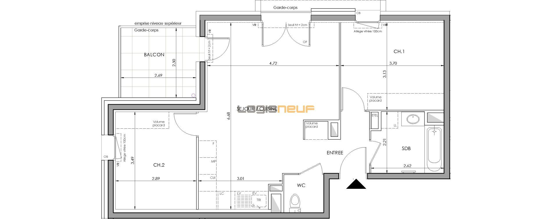 Vente appartement T3 de 61 m² à La Ravoire, résidence « Linea Parc » n°778