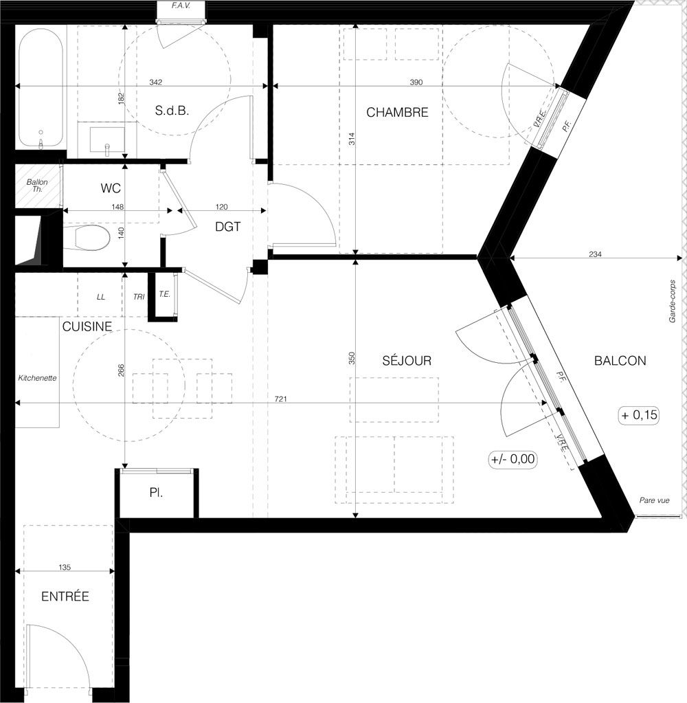 Plan Appartement T2 De 48 38 M² Neuf Résidence « Les Allées De La