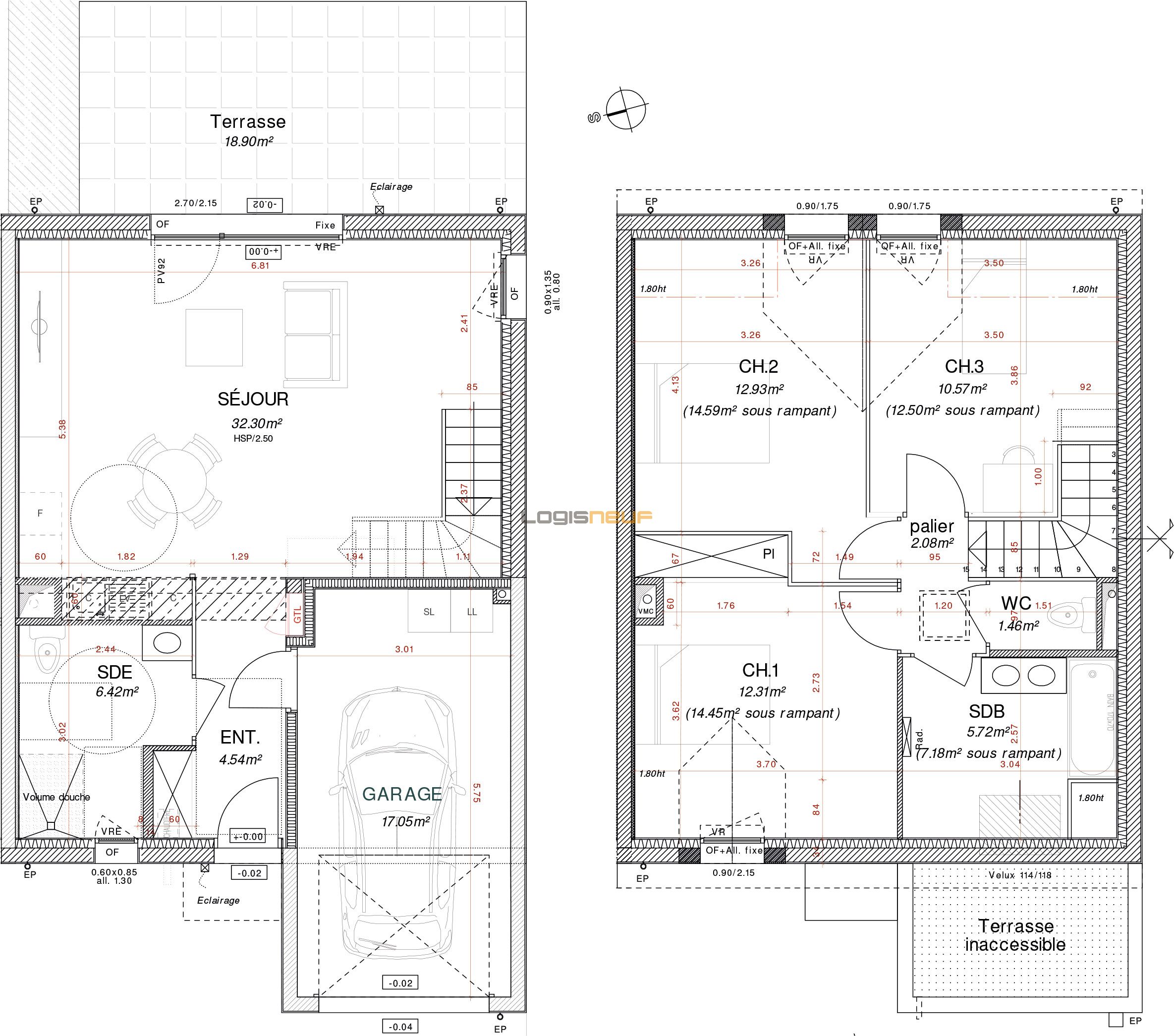 Plan maison T4 de 88,33 m² neuf, résidence « Les Arcades » à Pont-l'Abbé