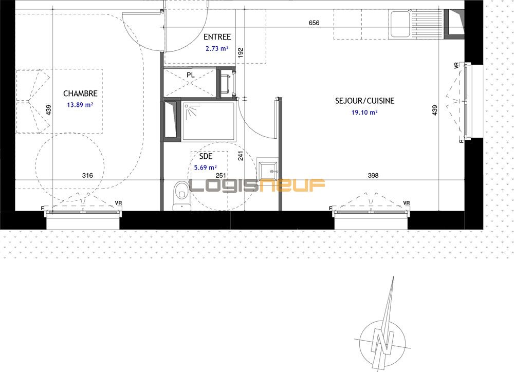 Plan Appartement T2 De 41 41 M² Neuf Résidence « My Campus Jean Jaurès