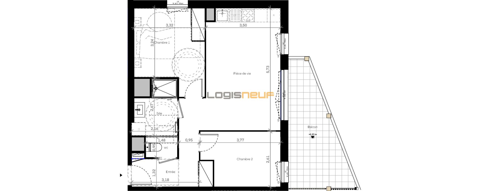 Vente appartement T3 de 55 m² à Tours, résidence « Les Jardins du ...