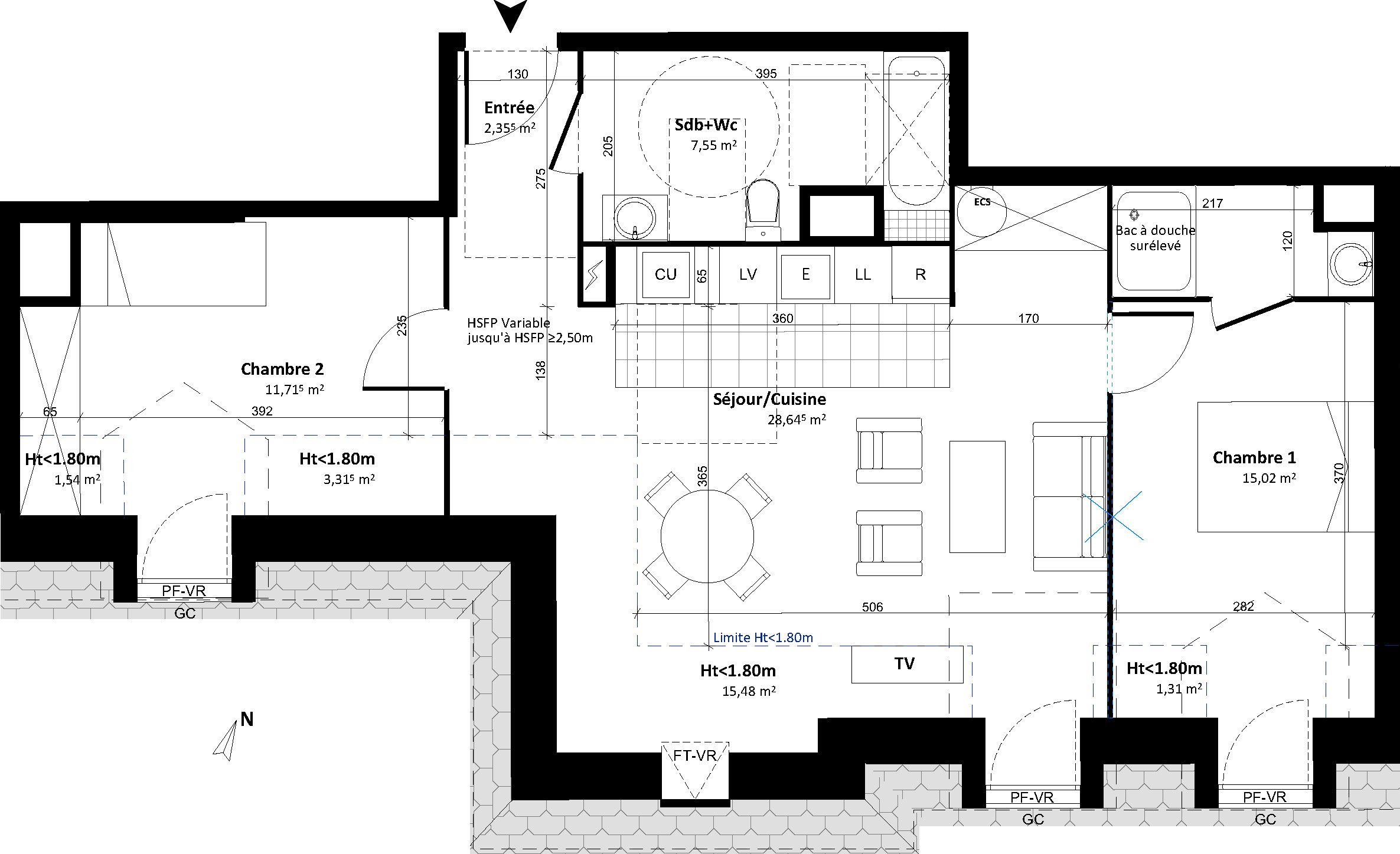 Plan Appartement T3 De 65 28 M² à Rénover Résidence « Lhôtel Des Arts