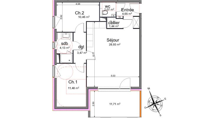 Plan Appartement T3 De 65 19 M² Neuf Résidence « Les Sources à Wolxheim