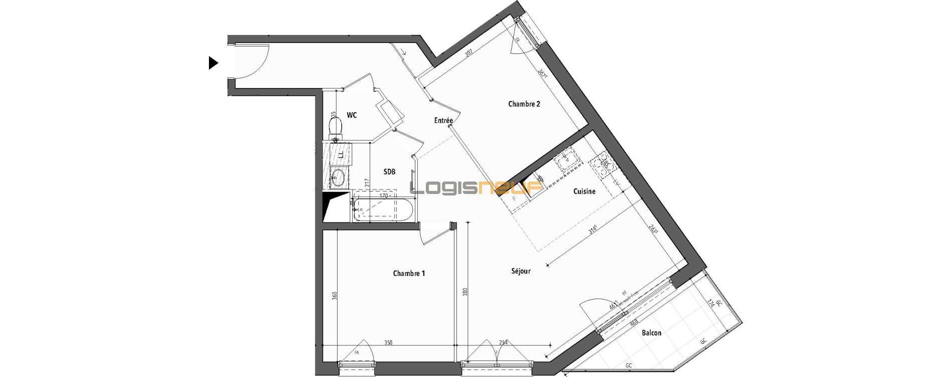 Vente appartement T3 de 68 m² à Saint-Louis, résidence « Solaris » n°079