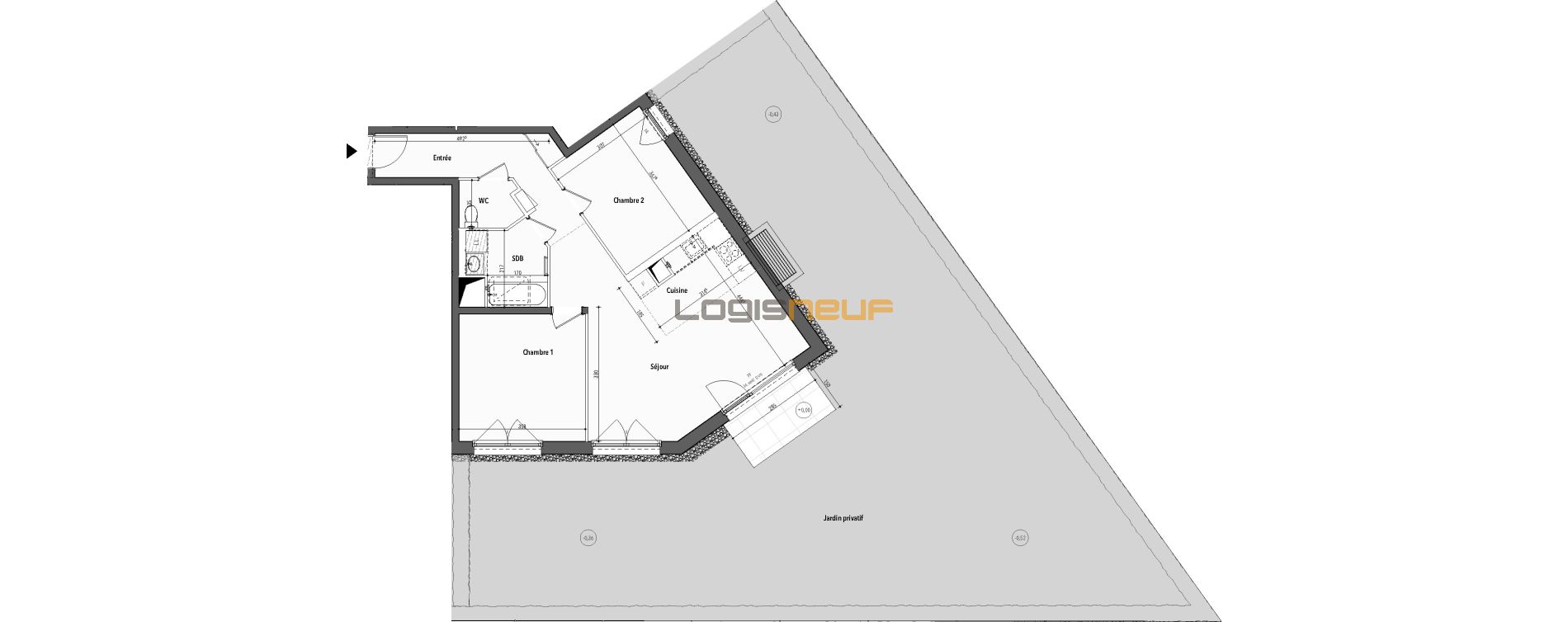 Vente appartement T3 de 68 m² à Saint-Louis, résidence « Solaris » n°083