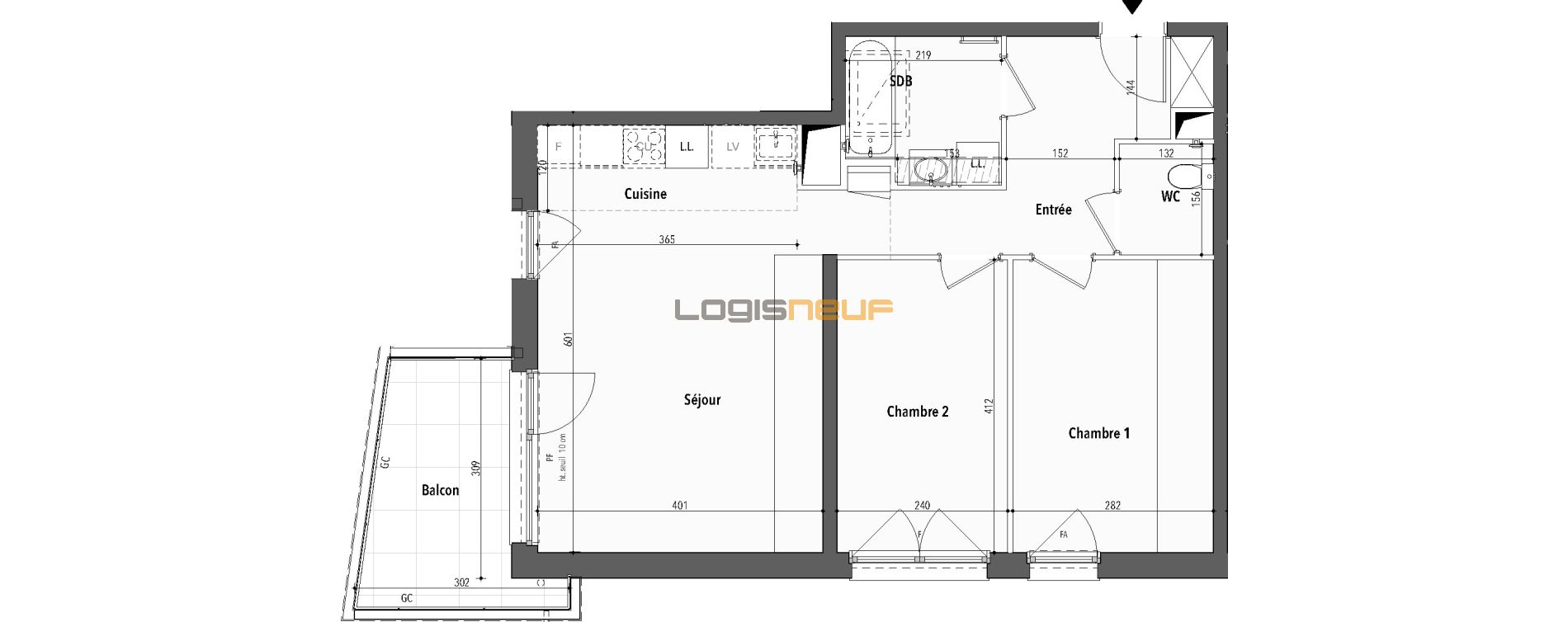 Vente appartement T3 de 60 m² à Saint-Louis, résidence « Solaris » n°090