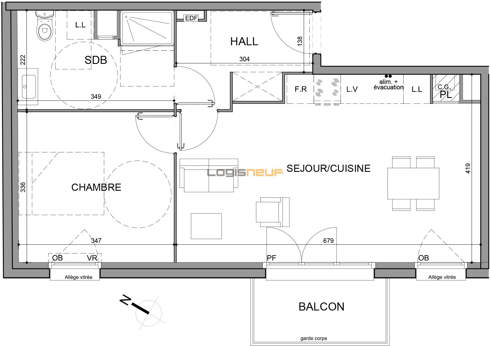 Appartement T2 De 51 10 M2 5ème étage So Pixel Roubaix Ref 656