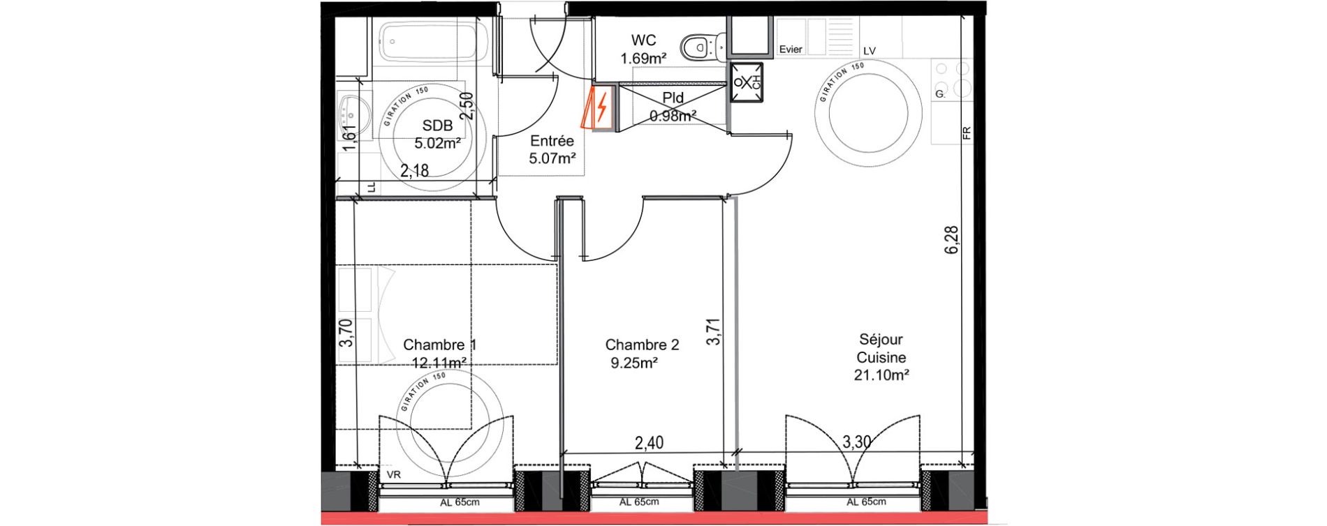 Plan Appartement T3 De 55 22 M² Neuf Résidence « Lorée Des Sens à
