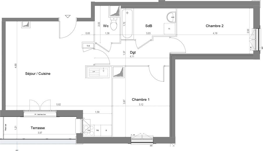 Plan Appartement T3 De 63 21 M² Neuf Résidence « La Résidence Du