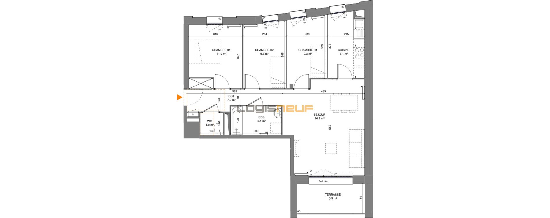 Plan Appartement T4 De 77 10 M² Neuf Résidence « Nymphea à Pantin