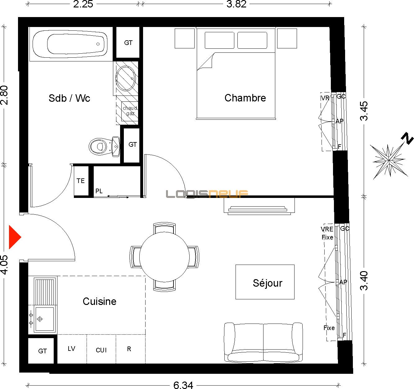 Appartement T2 De 41 25 M2 1er étage Ne Carré Nova Sarcelles Ref 322