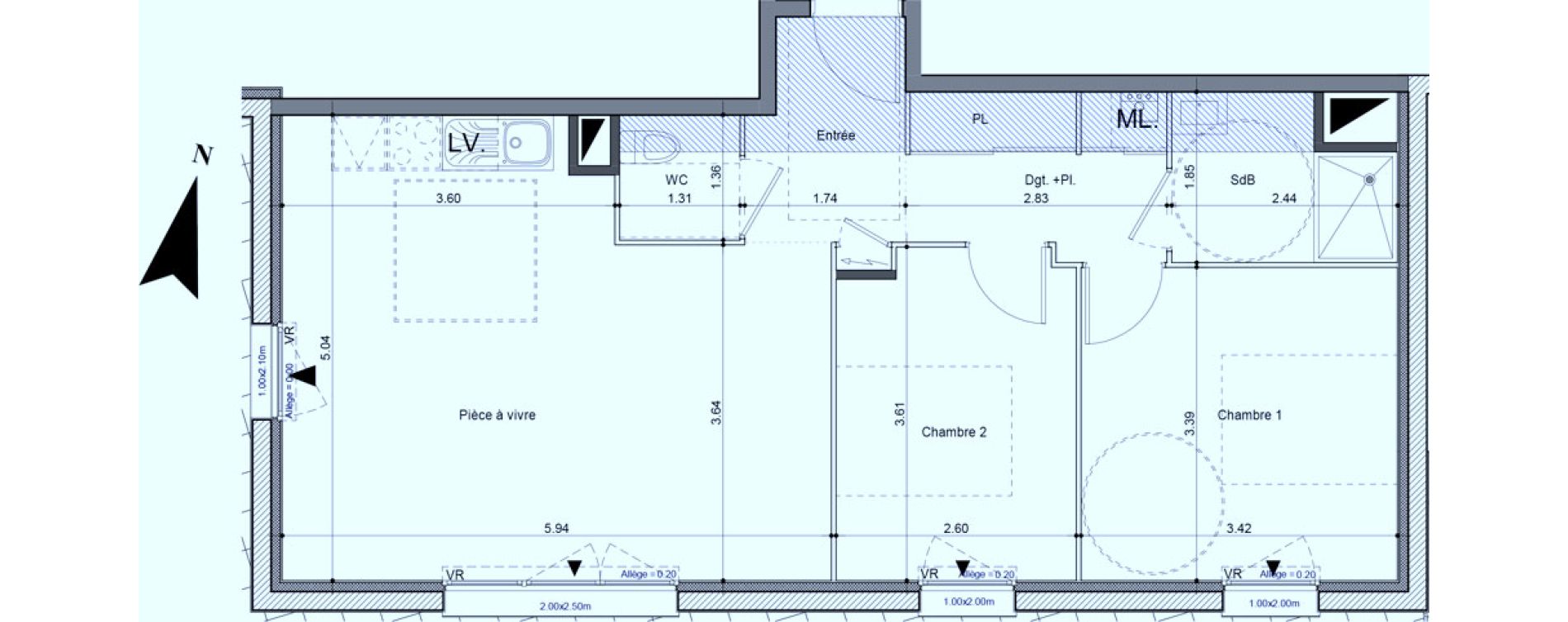 Plan Appartement T3 De 61 50 M² Neuf Résidence « Le Val à Carpiquet