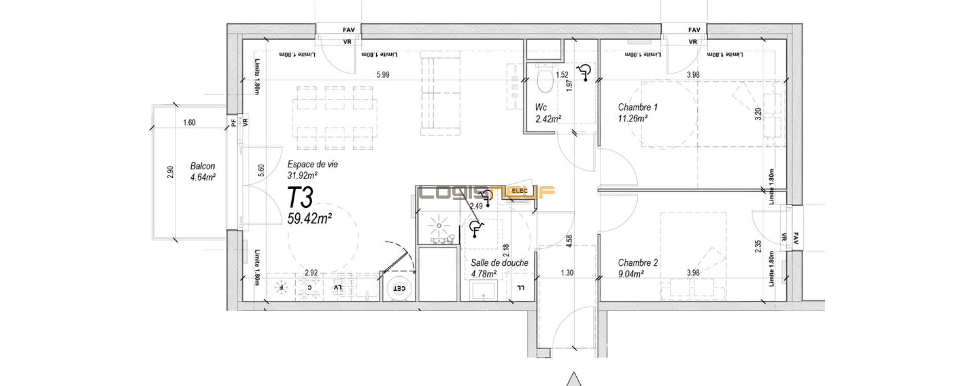 Vente appartement T3 de 59,42 m² à Criel-sur-Mer, résidence « Villas ...