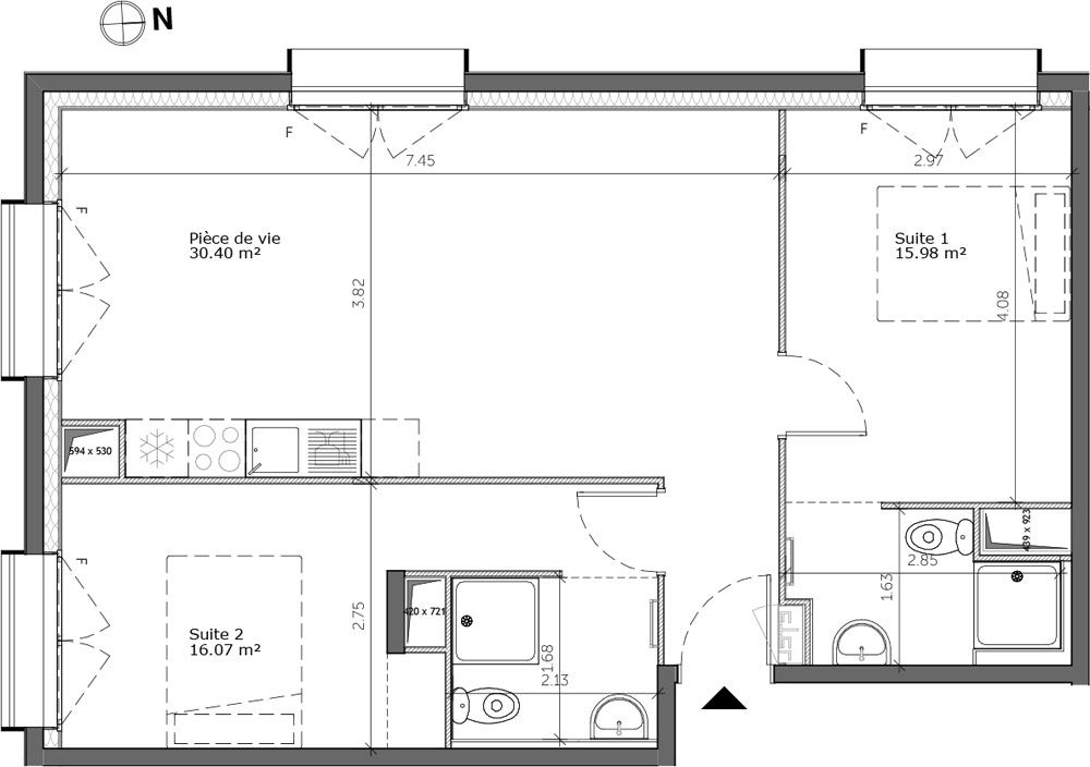 Plan Appartement T3 De 62 45 M² Neuf Résidence « Les Jardins De Gaïa