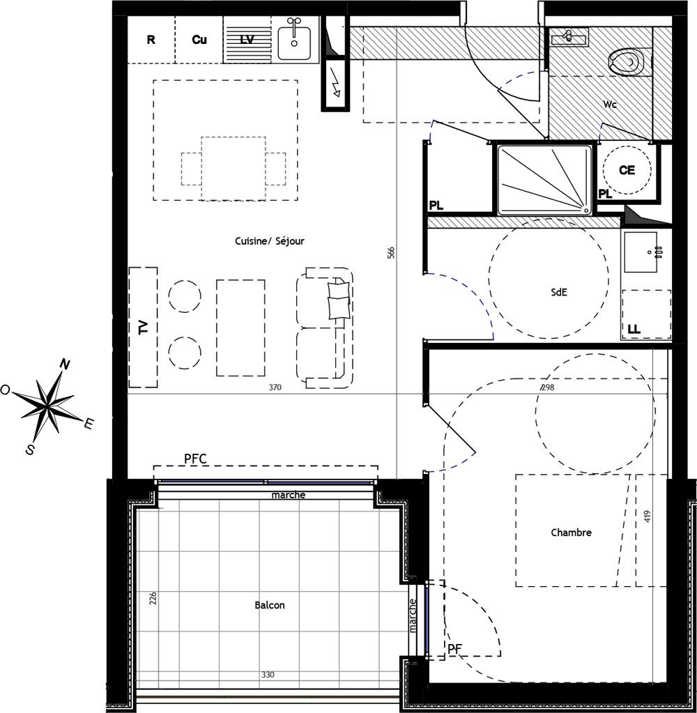 Plan Appartement T2 De 45 00 M² Neuf Résidence « Patio Nema Au Le