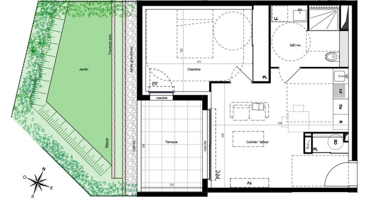 Plan Appartement T2 De 45 40 M² Neuf Résidence « Patio Nema Au Le