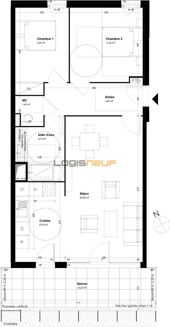 Appartement T3 De 68 52 M2 4ème étage So Novadiem Toulouse Ref 699