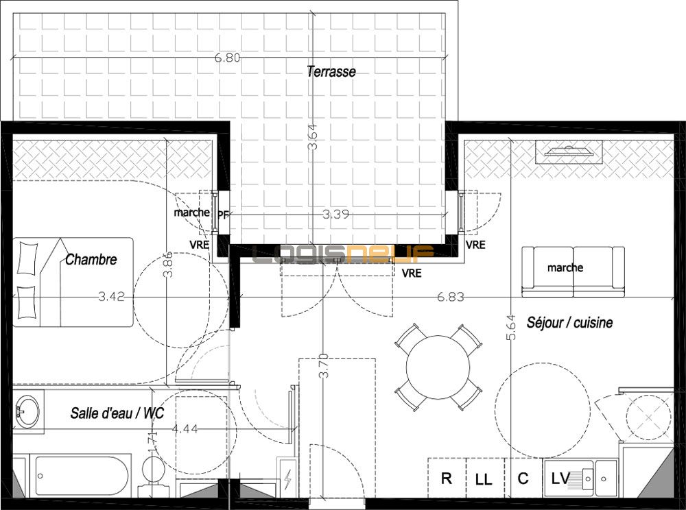 Plan Appartement T2 De 44 70 M² Neuf Résidence « Le Sonnet Deulalie