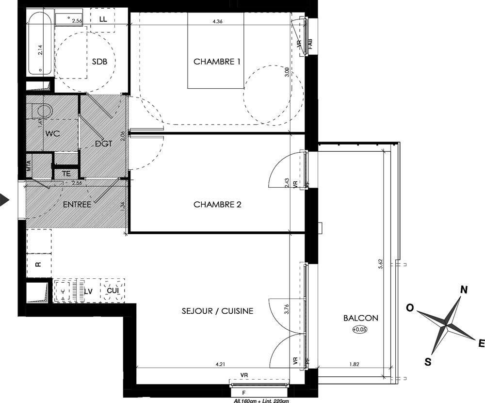Plan Appartement T3 De 57 45 M² Neuf Résidence « Prism à Montpellier