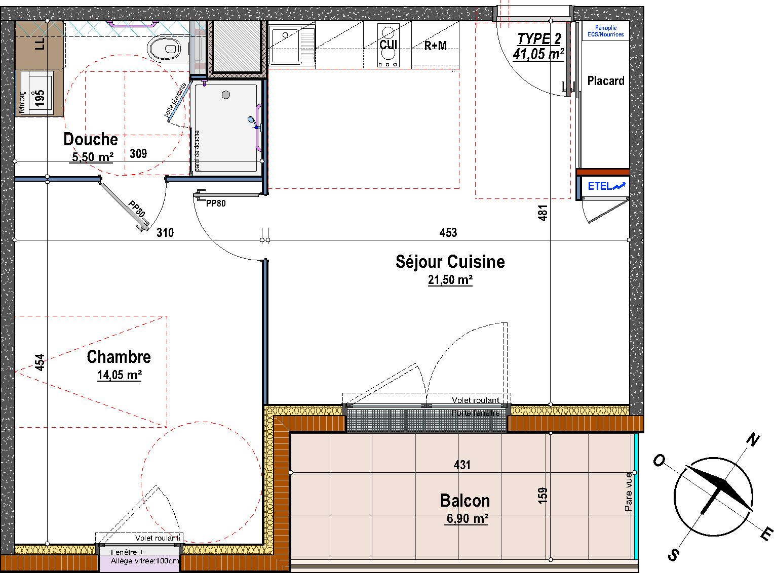 Plan Appartement T2 De 41 05 M² Neuf Résidence « Les Senioriales De