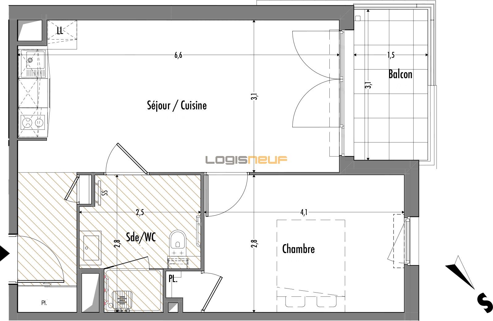 Appartement T2 Meublé De 41 78 M2 2ème étage Se Les Balcons De La Villa